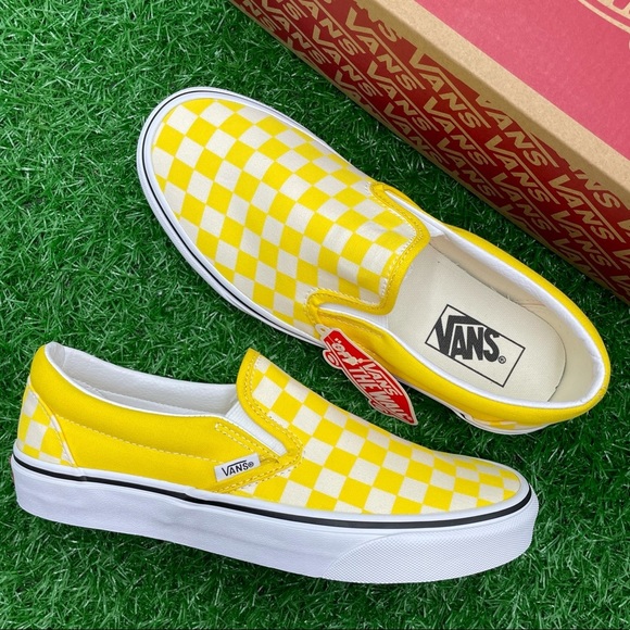 Vans | Shoes | Vans Classic Slip On Checkerboard Yellow | Poshmark